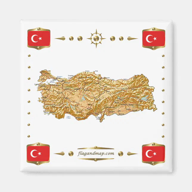 Turkey Map + Flags Magnet | Zazzle