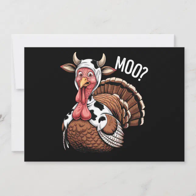 Turkey Moo Funny Thanksgiving Holiday Card | Zazzle