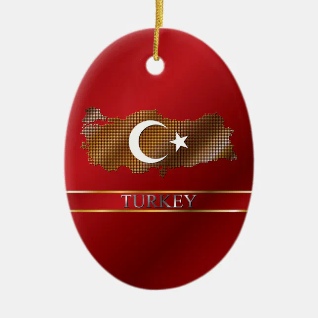 Turkey Pixel Map and Turkish Flag Ceramic Ornament | Zazzle