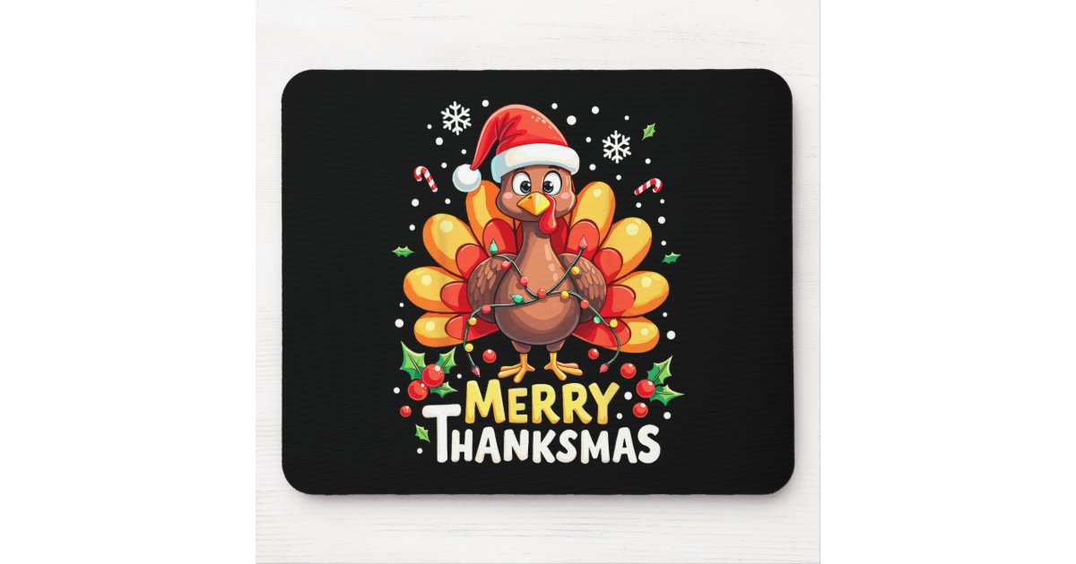 Turkey Santa Happy Merry Thanksmas Thanksgiving Ch Mouse Pad | Zazzle