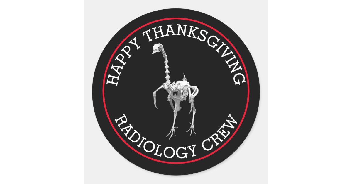 Turkey Skeleton Thanksgiving Classic Round Sticker | Zazzle
