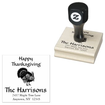 Turkey Thanksgiving Design Address Art Stamp | Zazzle