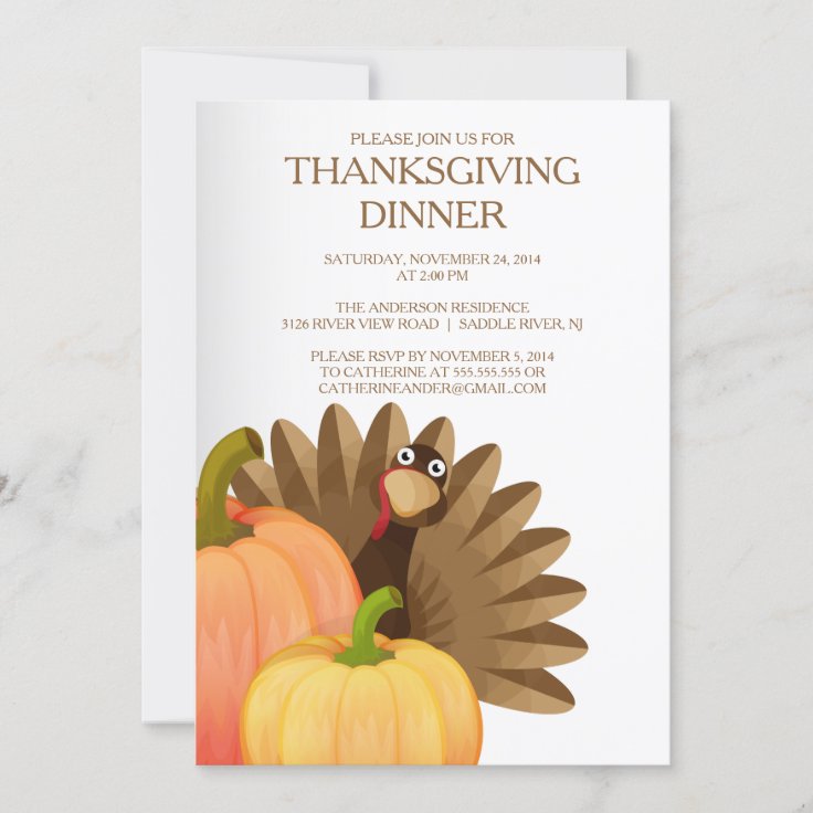 Turkey Thanksgiving Dinner Party Invitation | Zazzle