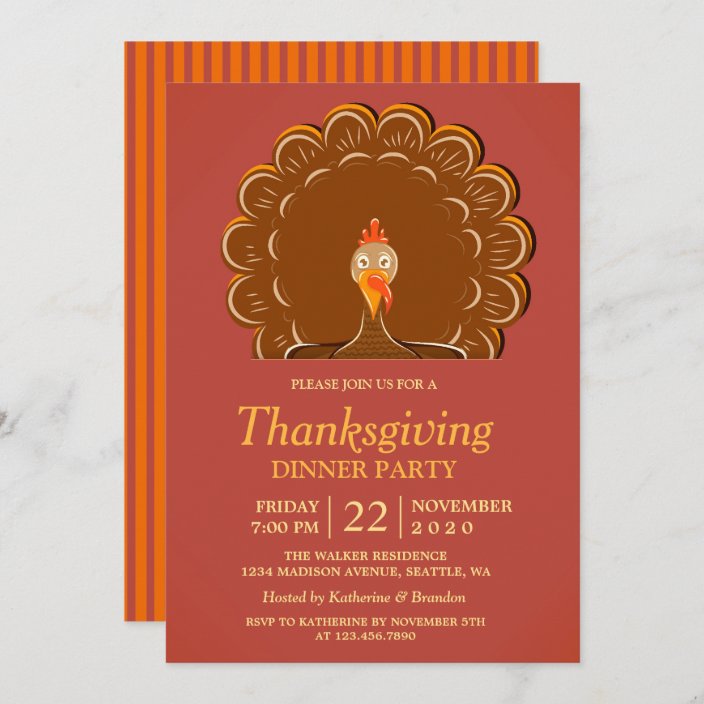 Turkey Thanksgiving Dinner Party Invitation | Zazzle.com