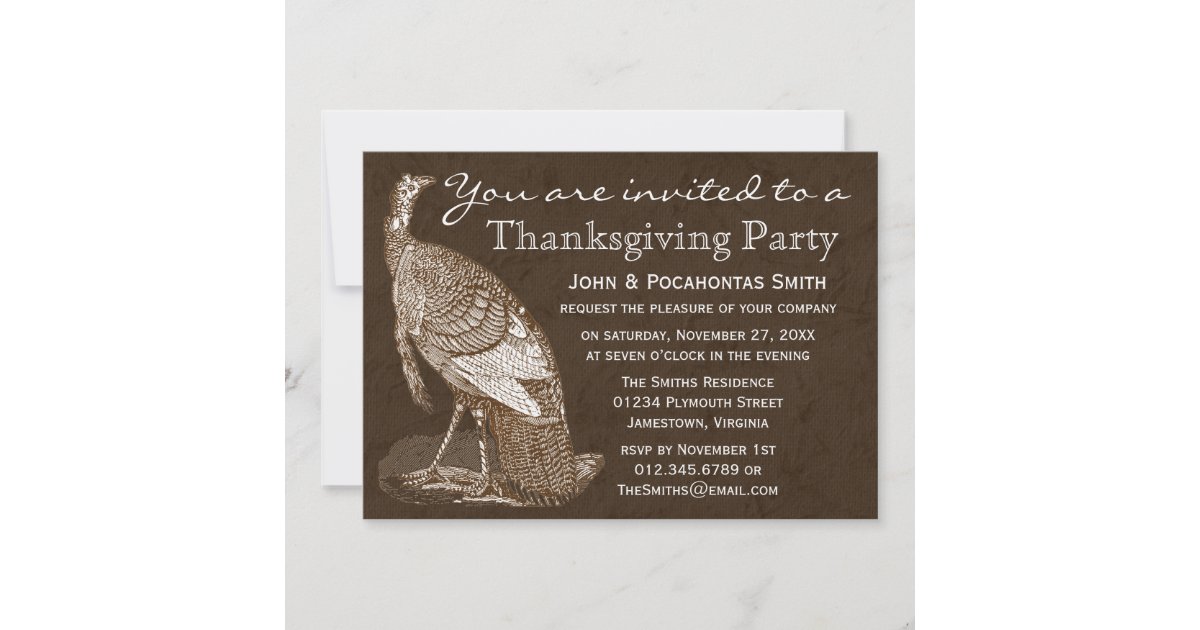 Turkey Thanksgiving Party Invitation | Zazzle