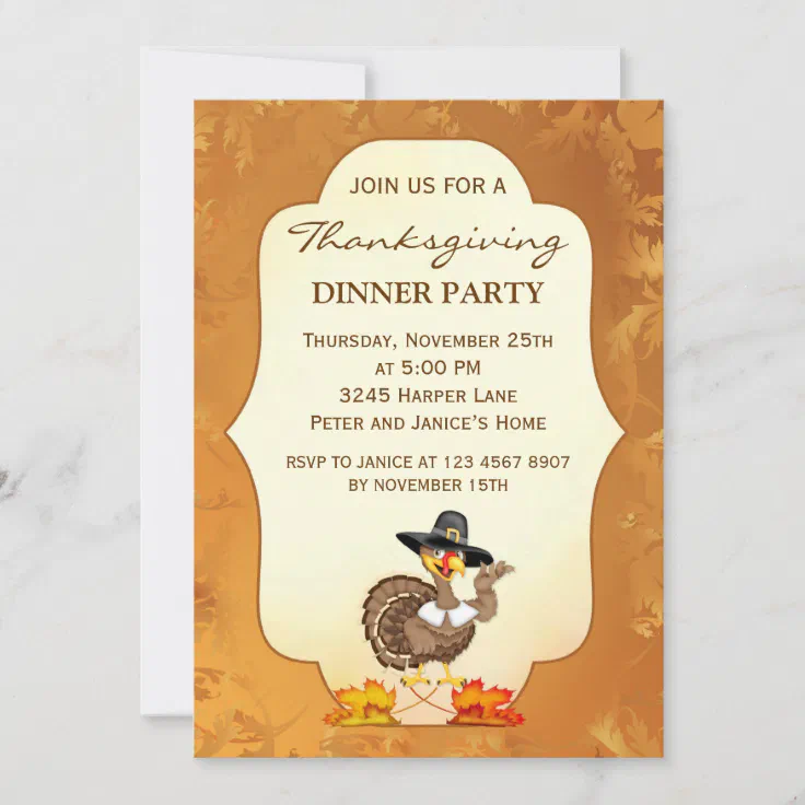 Turkey Thanksgiving Party Invitation | Zazzle