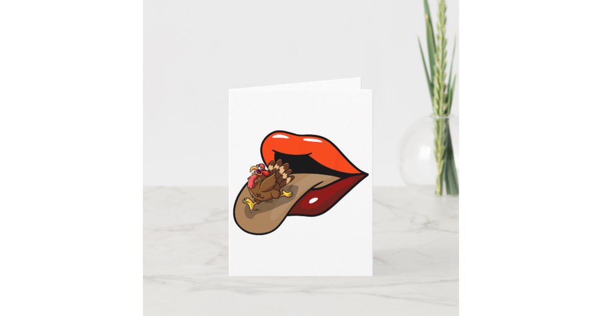 Turkey Tongue Out Thanksgiving Day Funny Lips Fall Card | Zazzle