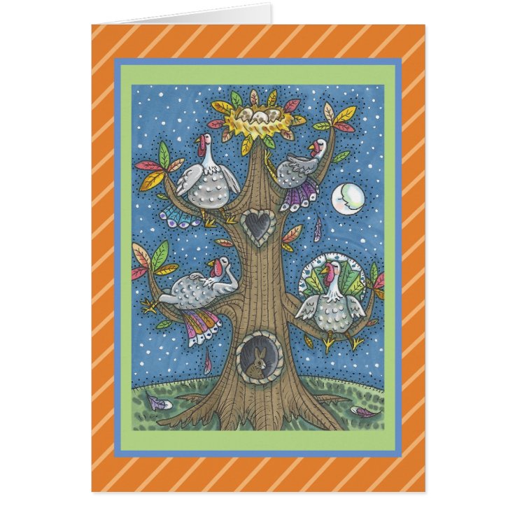 TURKEY TREE THANKSGIVING HUMOR GREETING CARD Verse | Zazzle