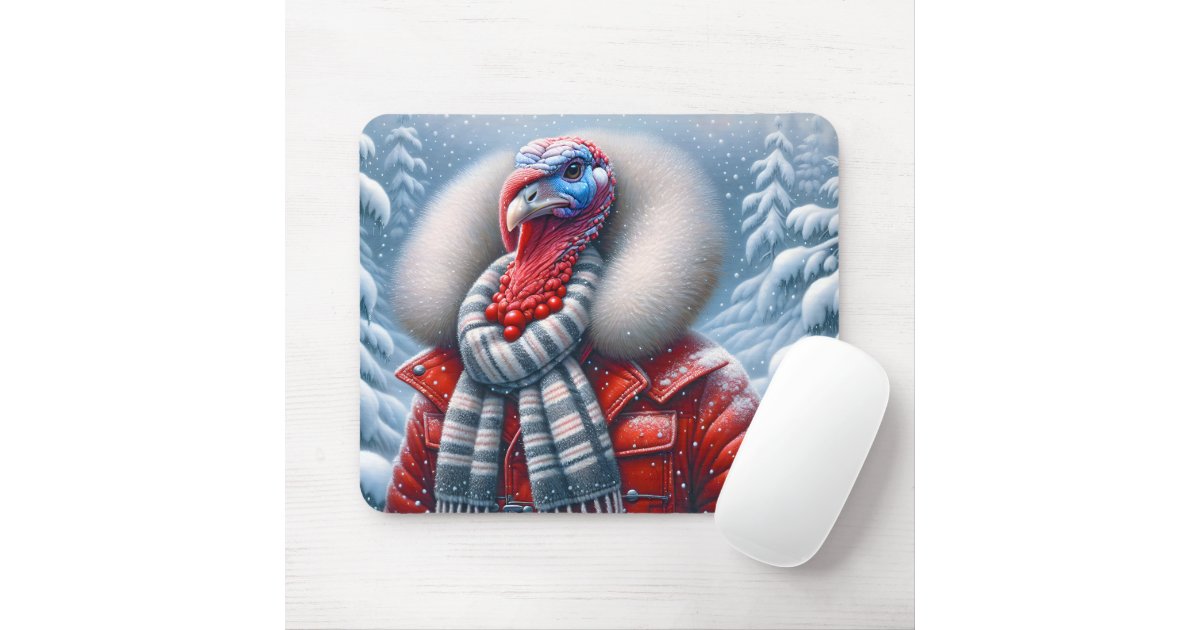 Turkey Wearing A Red Coat Mouse Pad | Zazzle