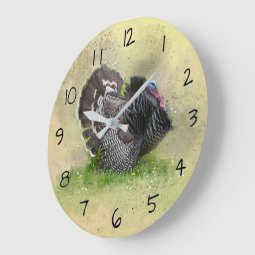 Turkey Wildlife Animal Art Large Clock | Zazzle
