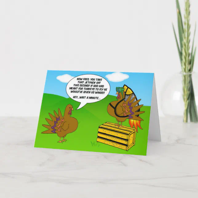 Turkey with Jetpack - Funny Thanksgiving Card | Zazzle