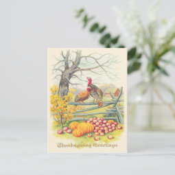 Turkeys Farm Pumpkin Apples Tree Fall Leaves Postcard | Zazzle