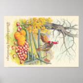 Turkeys Farm Pumpkin Apples Tree Fall Leaves Poster | Zazzle