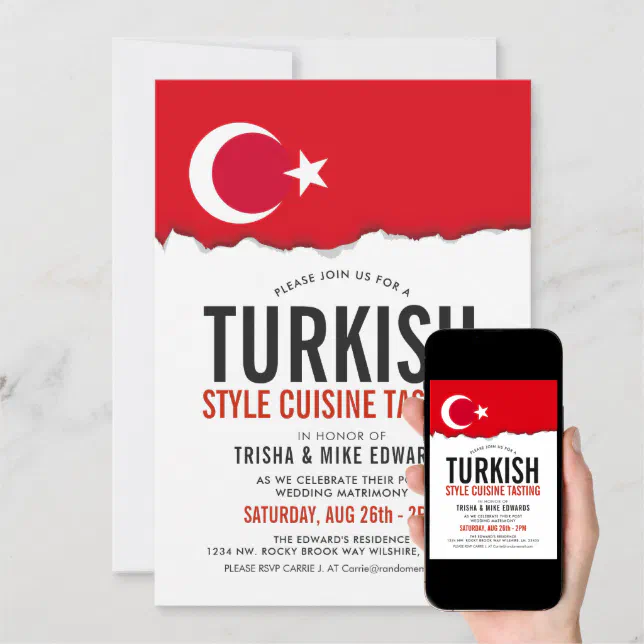 Turkish Cuisine | Party Flag White Invite | Zazzle