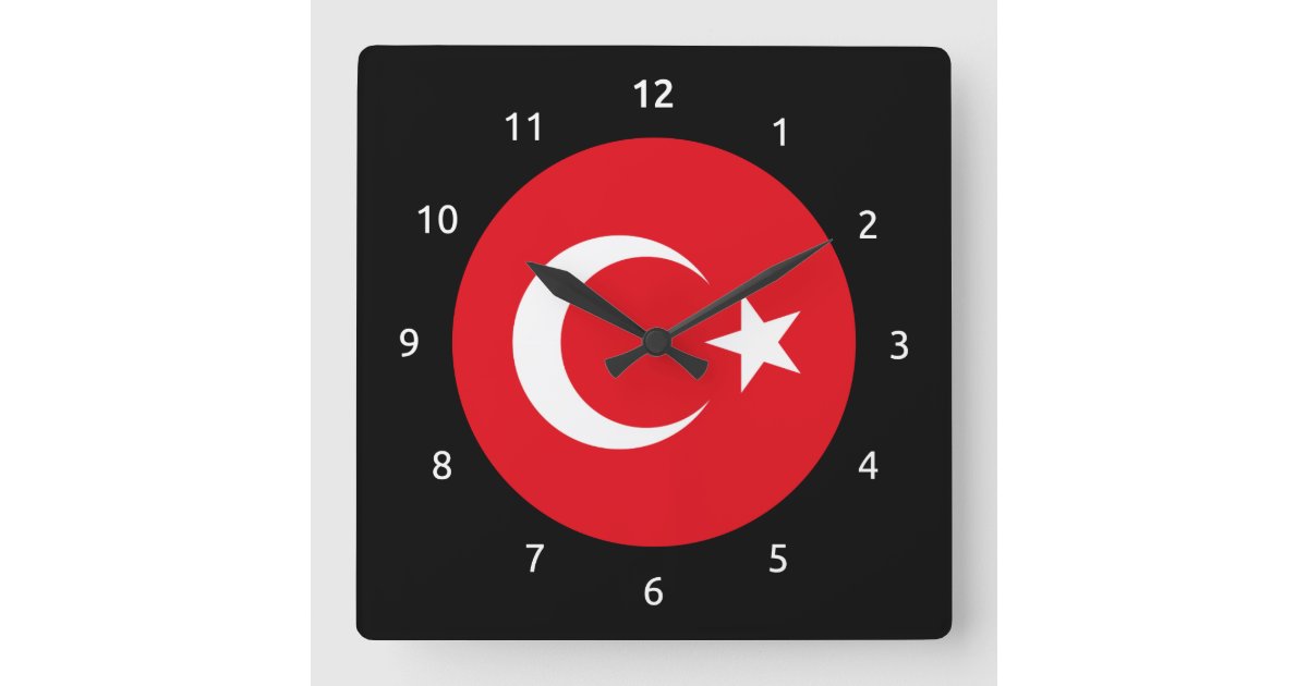 Turkish flag Wall Clock | Zazzle