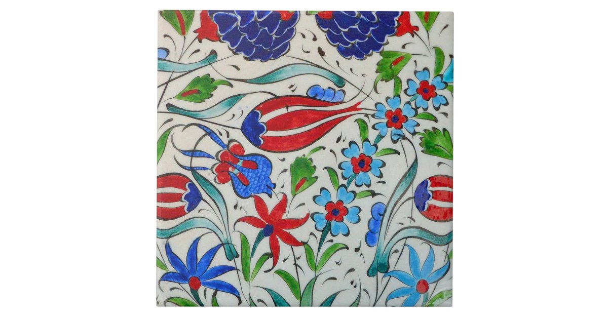 Turkish floral design tile | Zazzle