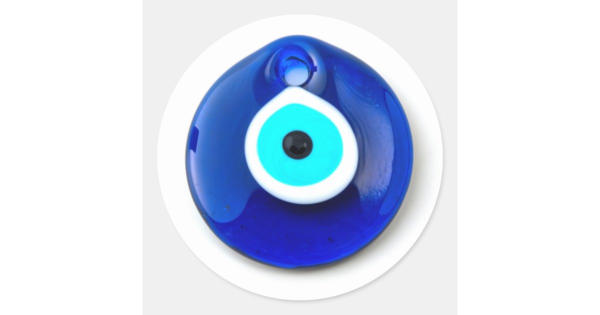 Turkish glass nazar classic round sticker | Zazzle