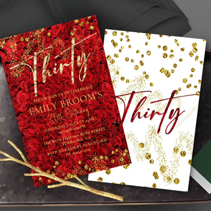 Turkish Love Roses 30th Birthday Invitation | Zazzle