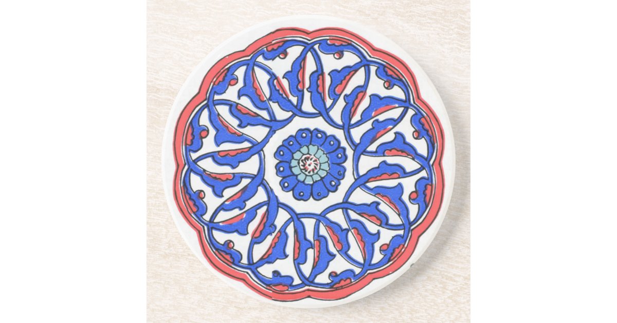 Turkish Ottoman Tile Pattern Coaster | Zazzle