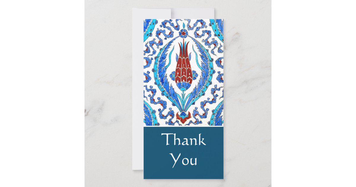 Turkish tile with tulip Thank You Card | Zazzle
