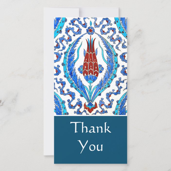 Turkish tile with tulip Thank You Card | Zazzle.com