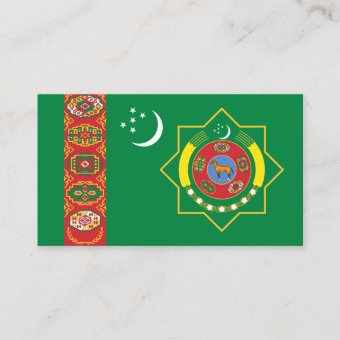 Turkmen Flag & Emblem, Flag of Turkmenistan Business Card | Zazzle