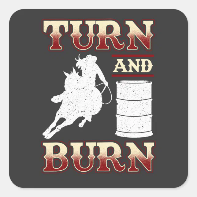 Turn and Burn Barrel Racing Compact Mirror Square Sticker | Zazzle