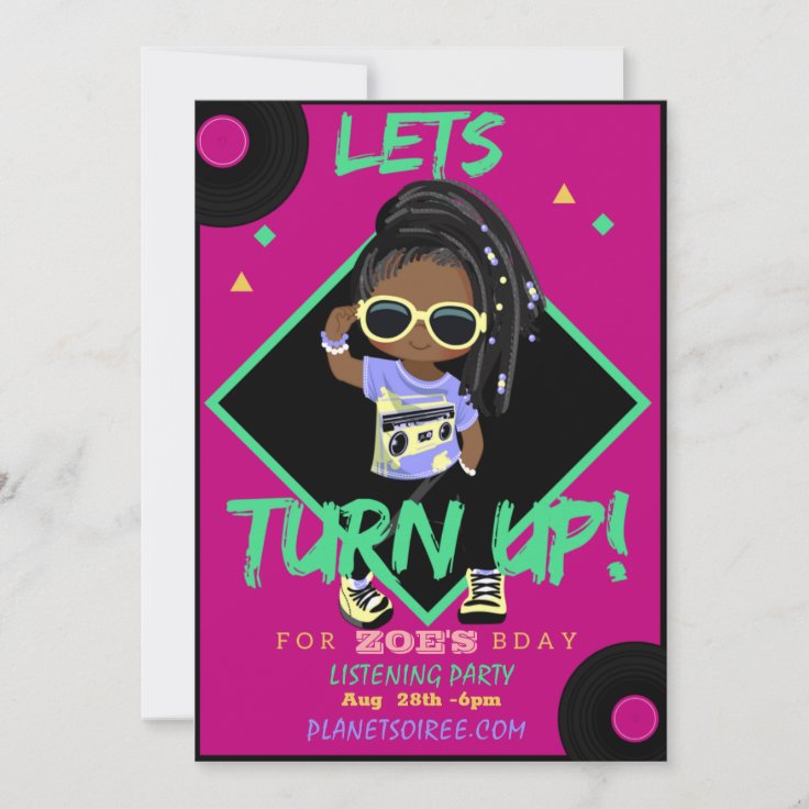 Turn up 1 Birthday Party Invitation Card (Girl) | Zazzle