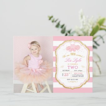 Turning 2 Ballerina birthday invitation | Zazzle