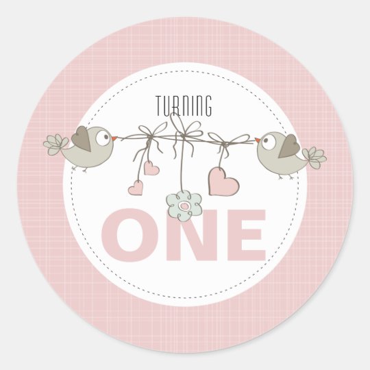 Turning One Birthday Party Classic Round Sticker | Zazzle.com