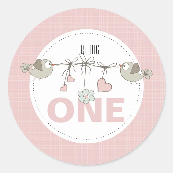 Turning One Birthday Party Classic Round Sticker | Zazzle