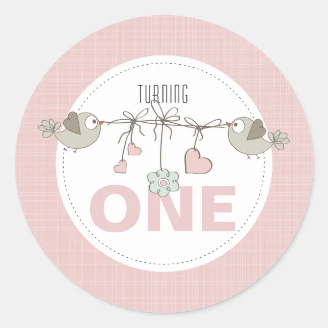 Turning One Birthday Party Classic Round Sticker | Zazzle