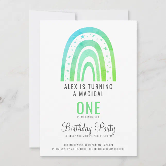 Turning One Rainbow Birthday Party Invitation | Zazzle