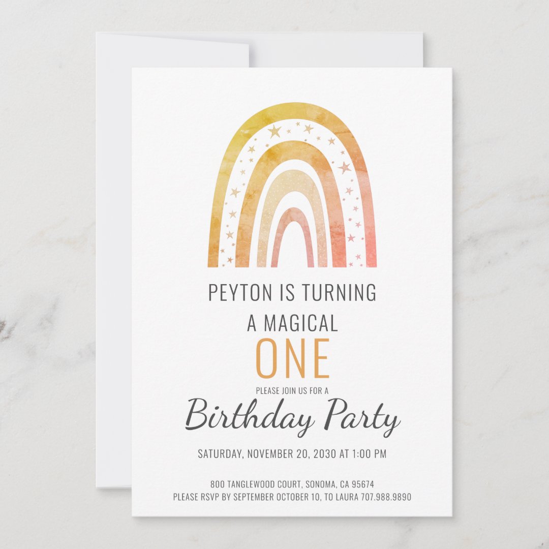 Turning One Rainbow Birthday Party Invitation | Zazzle
