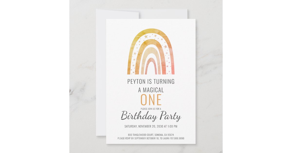 Turning One Rainbow Birthday Party Invitation | Zazzle
