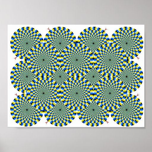 Turning Wheels Optical Illusion Green Hypnotize Posters