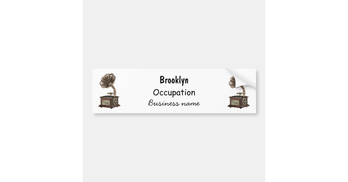 Turntable cartoon illustration bumper sticker | Zazzle