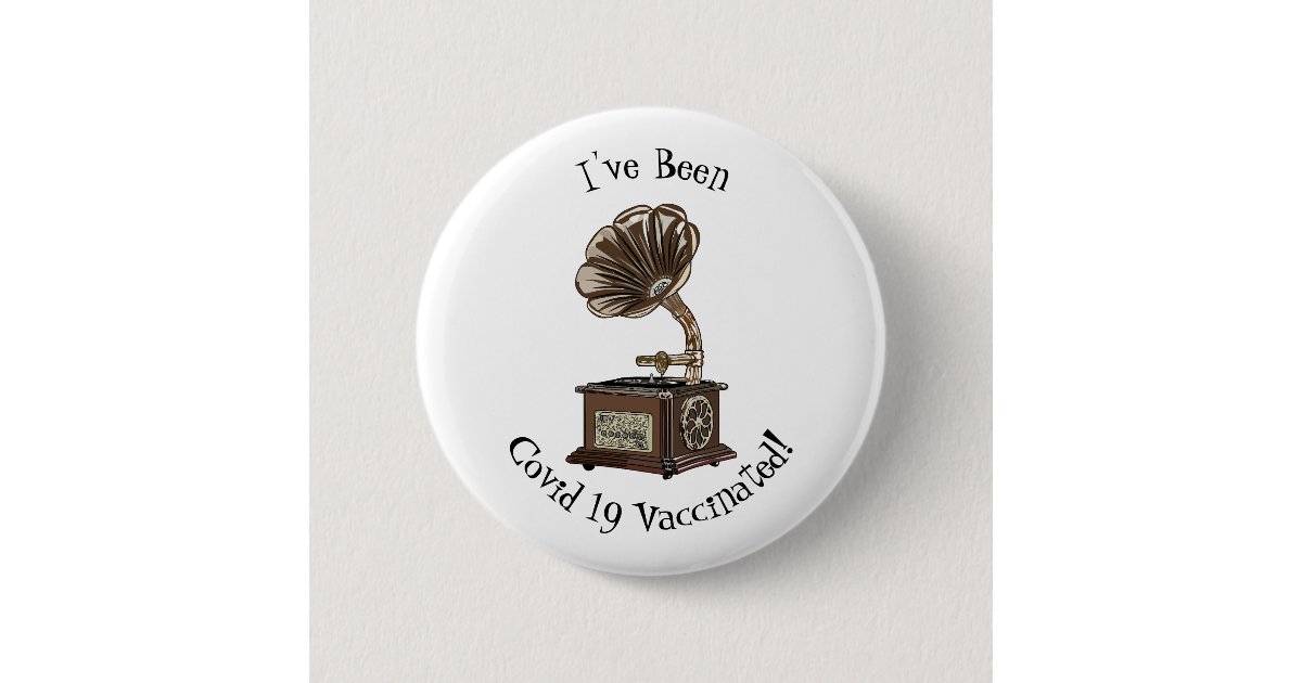 Turntable cartoon illustration button | Zazzle