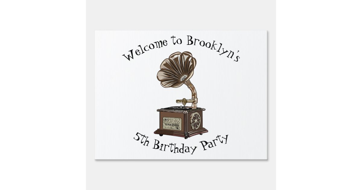 Turntable cartoon illustration sign | Zazzle