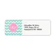 Turq / Aqua Wht Chevron Pink 3 Initial Monogram Label | Zazzle