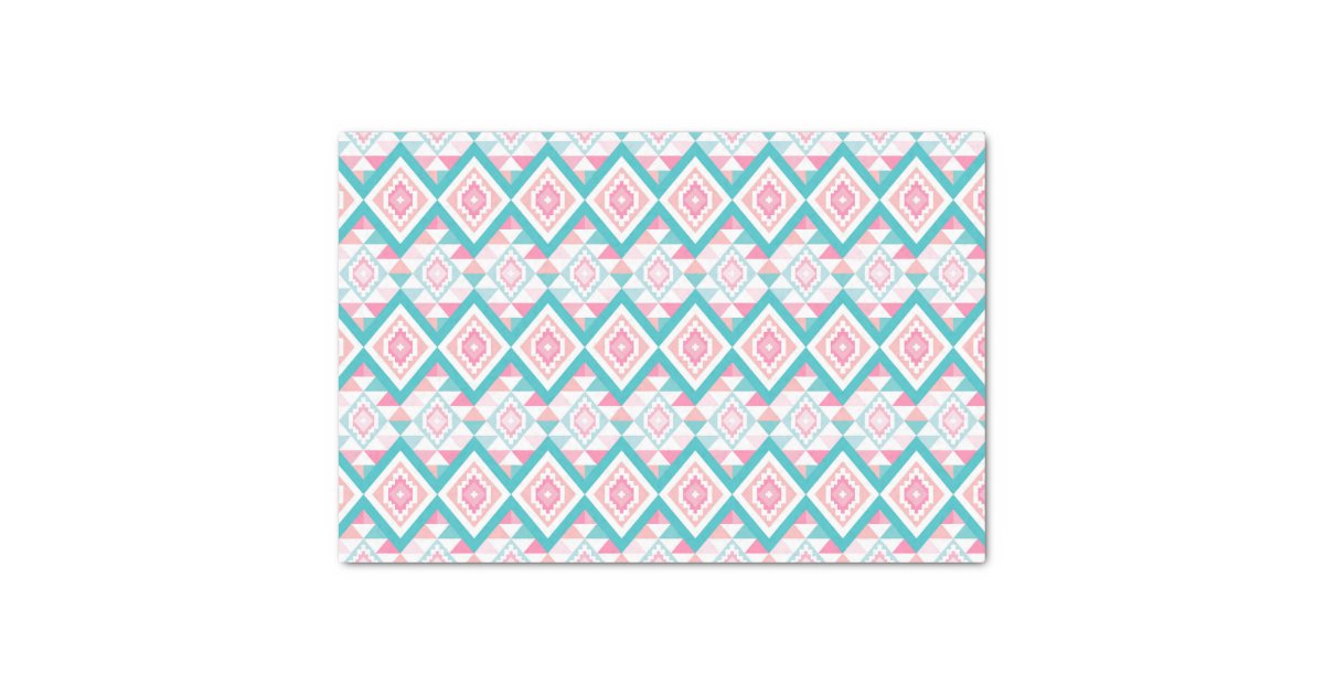 Turqoise and Pink Boho Aztec Pattern Tissue Paper | Zazzle