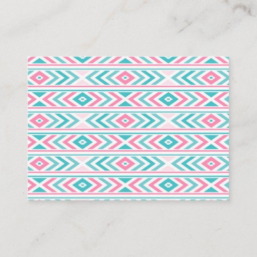 Turqoise and Pink Geometric Aztec Pattern Business Card | Zazzle