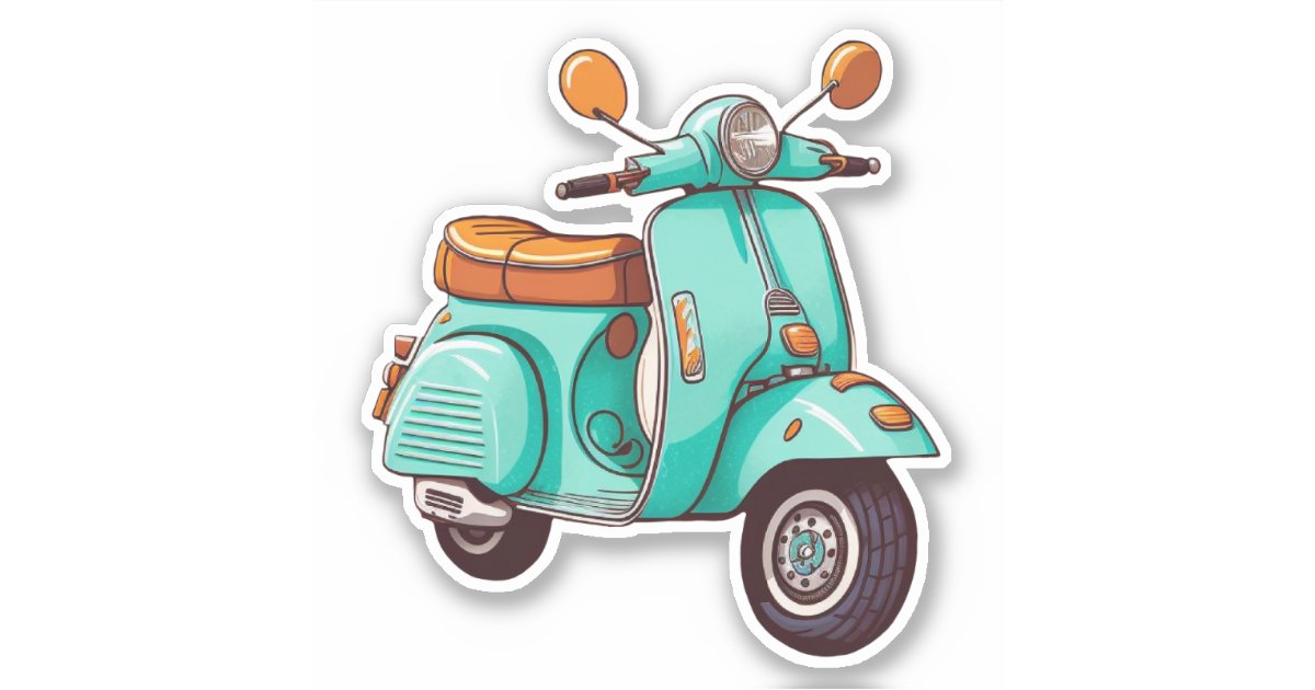 Turquiose Vespa Motor Scooter Sticker | Zazzle