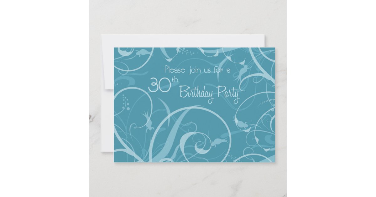 Turquoise 30th Birthday Party Invitation Cards | Zazzle