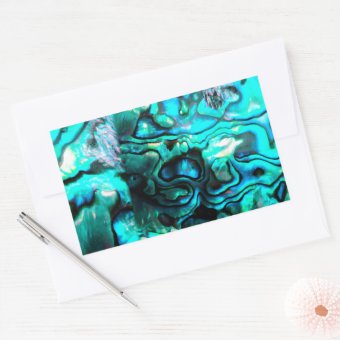 Turquoise abalone paua shell detail rectangular sticker | Zazzle