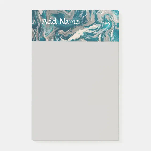 Turquoise Abstract Personalized Post it Notes 4x6 | Zazzle