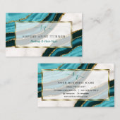 Turquoise Agate Initials Calligraphy Logo Branding Business Card | Zazzle