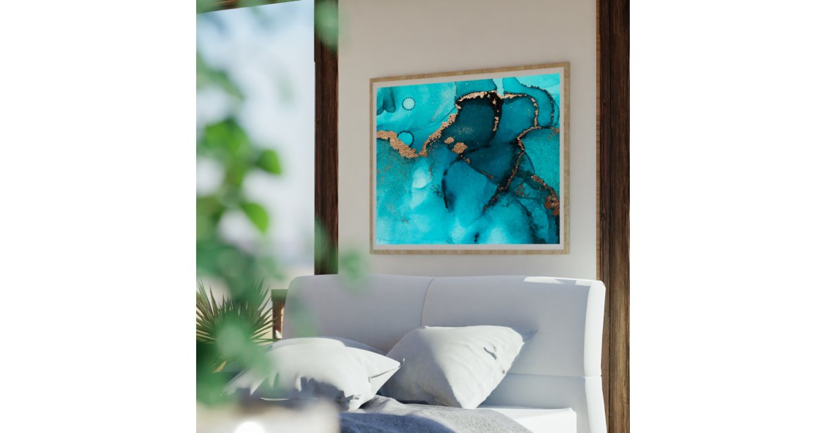 Turquoise Alcohol Ink Abstract Poster | Zazzle