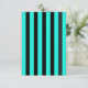 Turquoise and black striped RSVP card | Zazzle