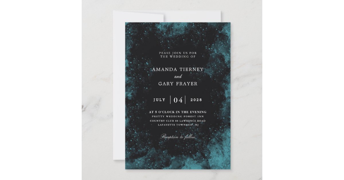 turquoise and black wedding invitations | Zazzle